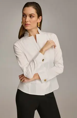 Donna Karan New York Stand Collar Button-up Shirt
