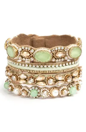Deepa Gurnani Brixie Stack Bracelet - Jade