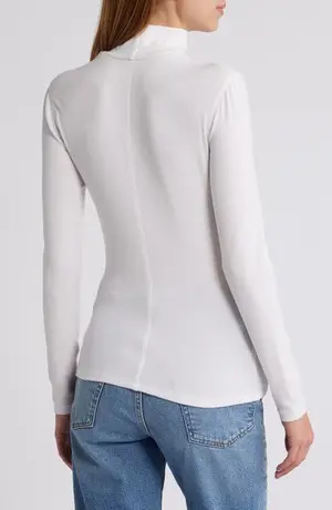 FRAME Rib Mock Neck Top - White