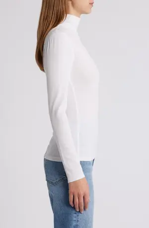 FRAME Rib Mock Neck Top - White