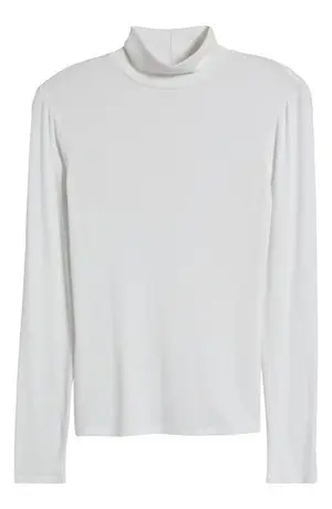 FRAME Rib Mock Neck Top - White