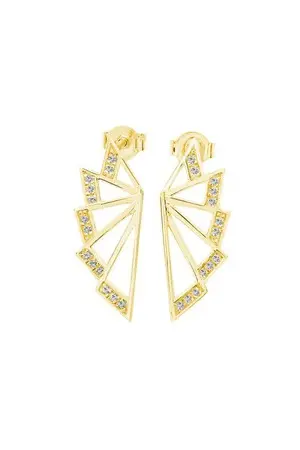 LUCY QUARTERMAINE Art Deco Angel Wing Stud Earrings - Gold