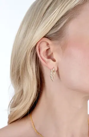 LUCY QUARTERMAINE Art Deco Angel Wing Stud Earrings - Gold