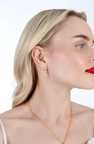 LUCY QUARTERMAINE Art Deco Angel Wing Stud Earrings - Gold