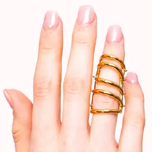 LUCY QUARTERMAINE Drop Armour Double Hinge Ring - Gold