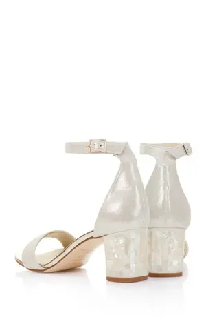 FREYA ROSE Martene Midi Ankle Strap Pearl Heel Sandal - Champagne