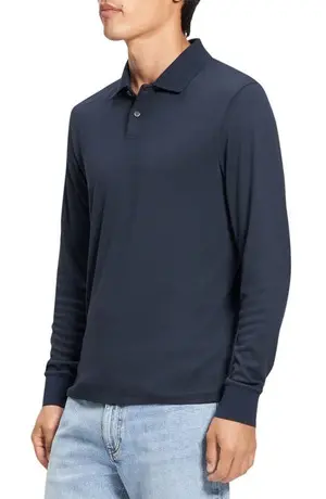 Theory Goris Anemone Milano Long Sleeve Polo - Baltic