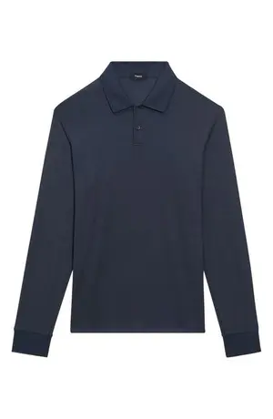 Theory Goris Anemone Milano Long Sleeve Polo - Baltic