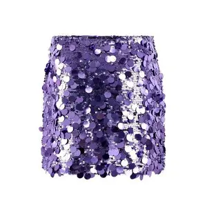 LOLA + THE BOYS Magic Paillette Mini Skirt - Purple