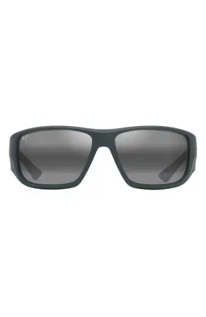 Maui Jim Keha 63mm Polarized Rectangle Sunglasses - Matte Dark Military Green