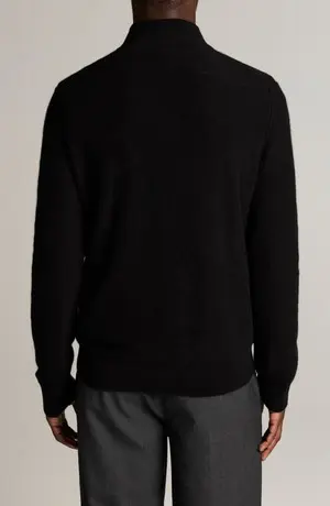 Vince Boiled Cashmere Quarter Zip Sweater - Black