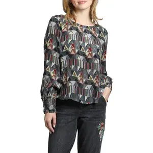 APNY Printed Long Sleeve Top - Grey Multi