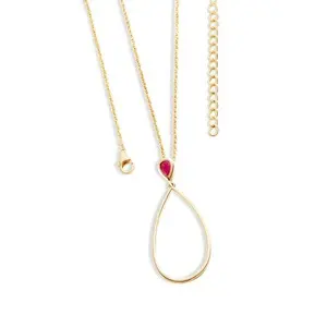 LUCY QUARTERMAINE Long Petal Drop Necklace With Pear Cut Ruby - Gold