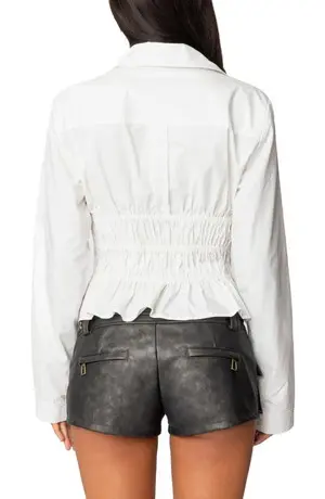 EDIKTED Sharon Tie Front Cotton Shirt