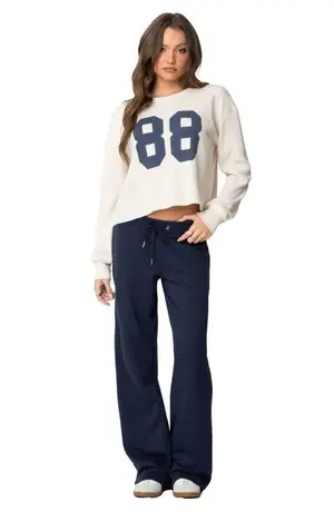 EDIKTED Quinn Straight Leg Sweatpants - Navy