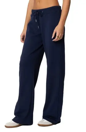 EDIKTED Quinn Straight Leg Sweatpants - Navy