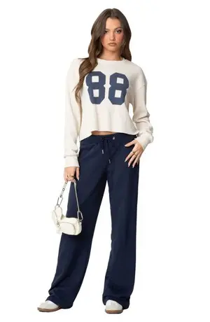 EDIKTED Quinn Straight Leg Sweatpants - Navy