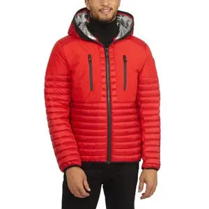 Pajar Mixed Media Puffer With Fixed Hood - Current Red