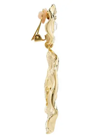 Oscar De La Renta Textured Metal & Crystal Drop Clip-on Earrings