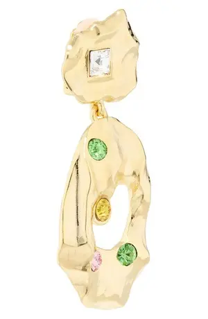 Oscar De La Renta Textured Metal & Crystal Drop Clip-on Earrings