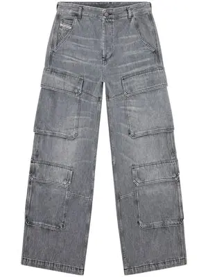 DIESEL® D-touch Wide Leg Cargo Jeans - Grey