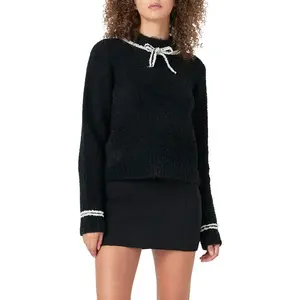 Endless Rose Bow Accent Bouclé Sweater