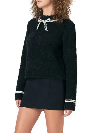 Endless Rose Bow Accent Bouclé Sweater