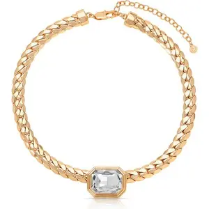 Ettika Deco Crystal Cuban Chain Statement Necklace - Gold