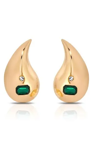 Ettika Teardrop Statement Earrings - Green