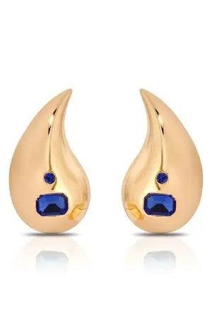 Ettika Teardrop Statement Earrings - Sapphire