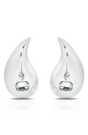 Ettika Teardrop Statement Earrings - Silver