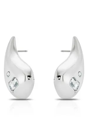 Ettika Teardrop Statement Earrings - Silver