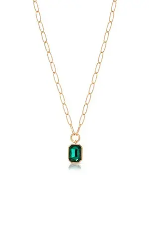 Ettika Deco Crystal Pendant Necklace - Green