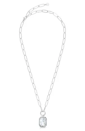 Ettika Deco Crystal Pendant Necklace - Silver