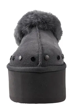 CANDIE'S Sabi Faux Fur Platform Clogs - Grey Suede
