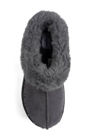 CANDIE'S Sabi Faux Fur Platform Clogs - Grey Suede