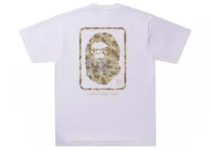 A BATHING APE Sand Camo Mad Face Tee Shirt - White/beige