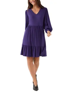Karen Kane Long Sleeved Tiered Dress - Purple