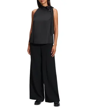 Theory Side Tie Halter Neck Top - Black
