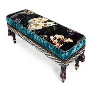 MACKENZIE-CHILDS Moonlight Garden Floral Scuttlebutt Bench