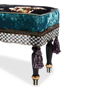 MACKENZIE-CHILDS Moonlight Garden Floral Scuttlebutt Bench