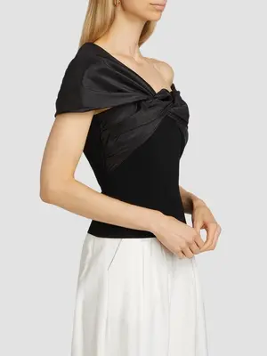 Simkhai Celiana Twist Rib-knit Combo Top - Black
