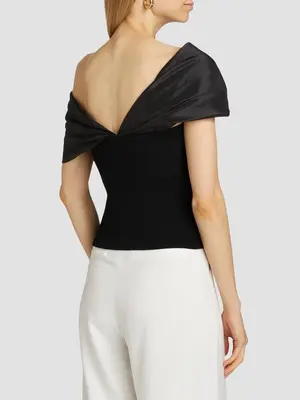 Simkhai Celiana Twist Rib-knit Combo Top - Black