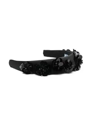 Prada Floral-appliqué Headband - Black