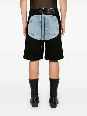 MUGLER Bi-color Laced Denim Shorts