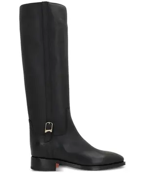 Santoni Buckle-detail Leather Knee-high Boots - Black