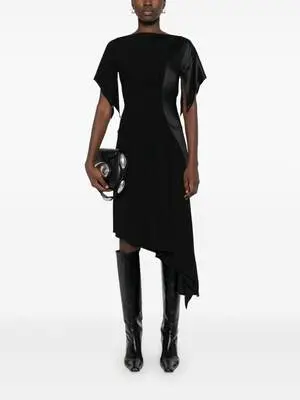 MUGLER Pleated Asymmetric Midi Dress