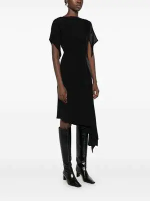 MUGLER Pleated Asymmetric Midi Dress