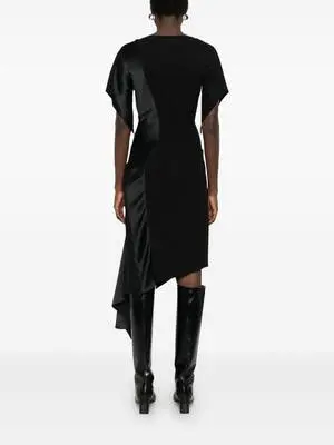 MUGLER Pleated Asymmetric Midi Dress