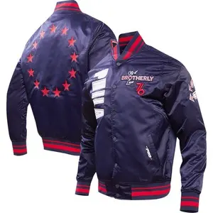 PRO STANDARD Philadelphia 76ers 2023/24 City Edition Satin Full-snap Jacket - Navy